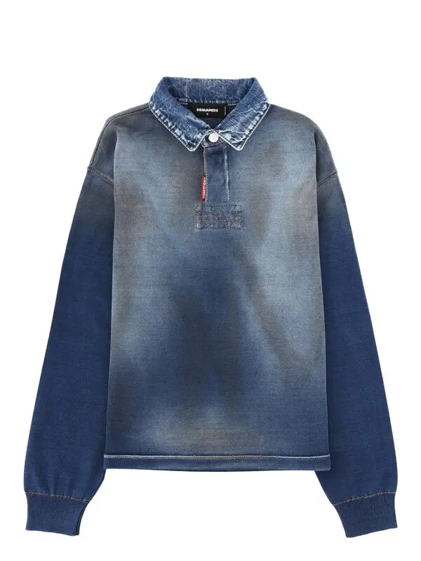 Dsquared2 Polo Shirt With Denim Effect - Blue