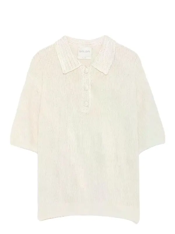 FORTE_FORTE Cashmere Polo Top - Neutrals