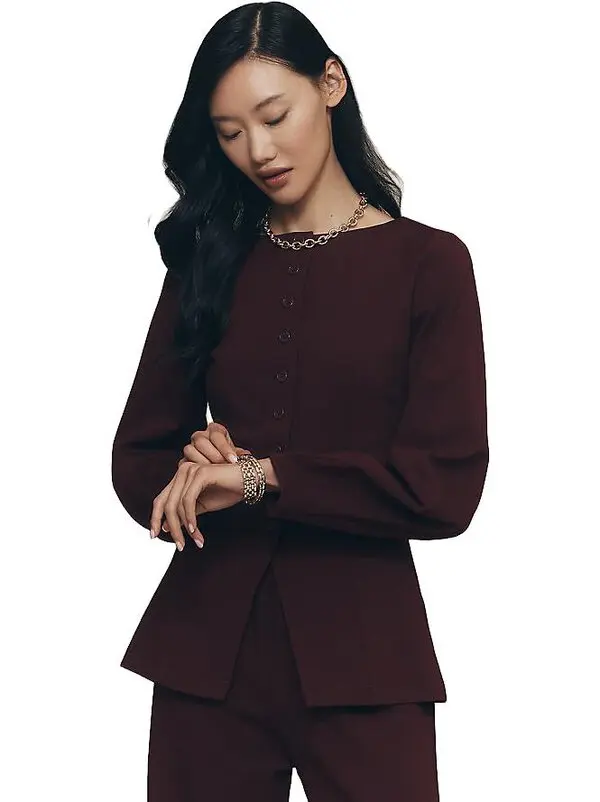 ALIGNE Bonnie Ponte Blazer Top - Oxblood