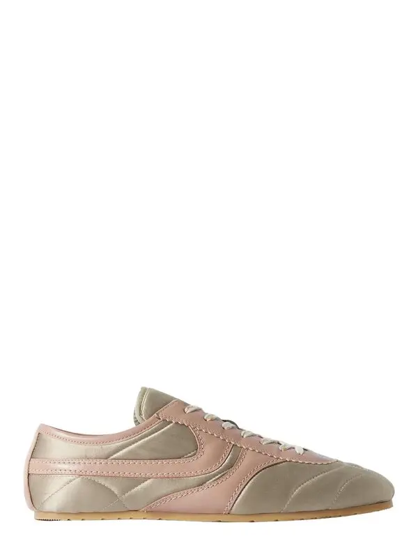 Dries Van Noten Leather-trimmed Paneled Satin Sneakers - Orange