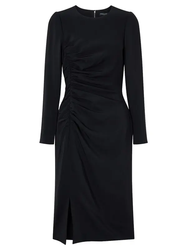 Dolce & Gabbana Ruched Cady Midi Dress - Black