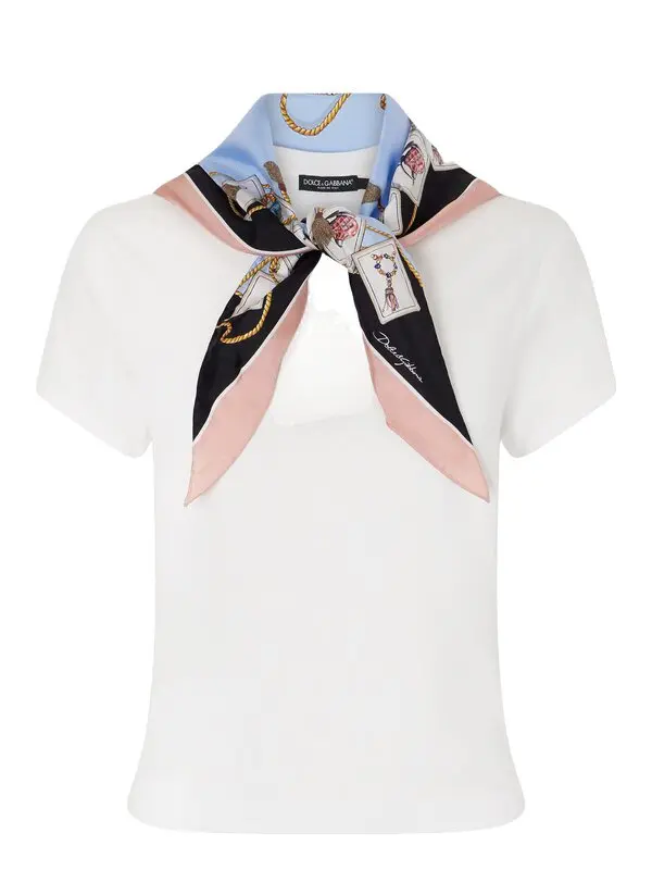 Dolce & Gabbana Silk-trimmed Cotton-blend Jersey T-shirt - White