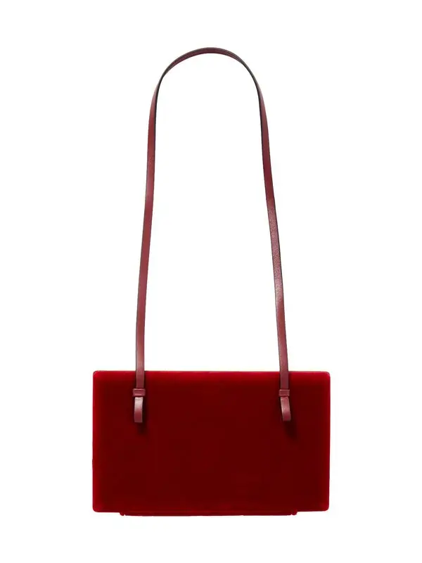 TOTEME Cocktail Leather-trimmed Velvet Shoulder Bag - Red