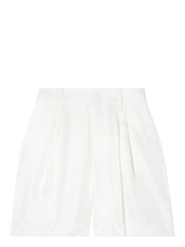 LISA YANG Pleated Silk-twill Shorts - Neutrals