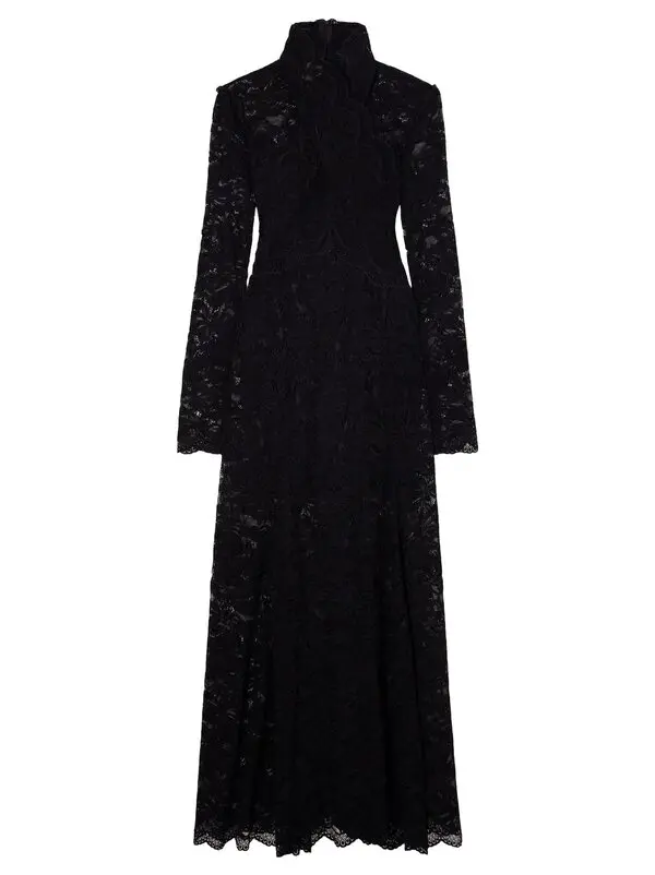 Rabanne Layered Lace Maxi Dress - Black