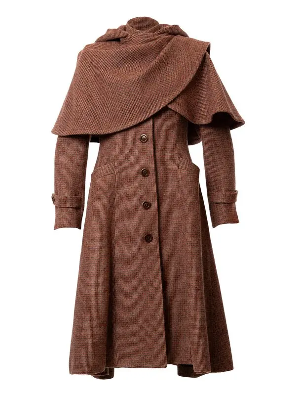 Lena Hoschek Oxford Hooded Wool-blend Coat - Brown