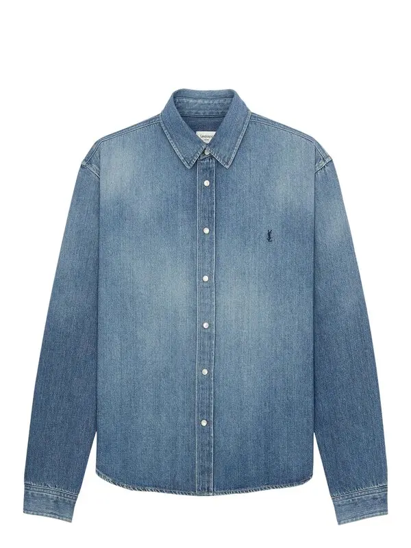 Saint Laurent Denim Cassandre Shirt - Blue