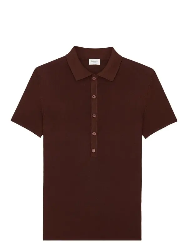 Saint Laurent Silk Polo Shirt - Brown