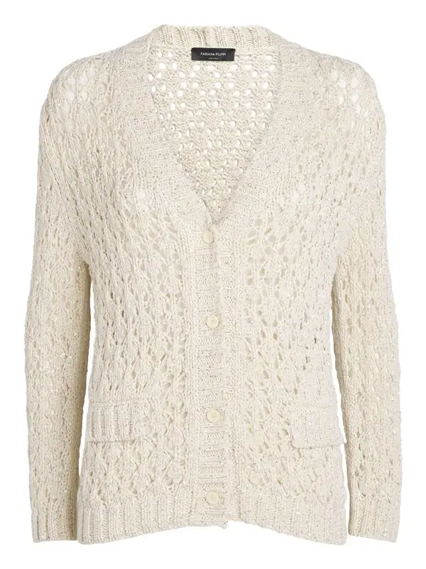 Fabiana Filippi Open-work Sequined Cardigan - Ivory