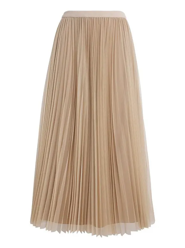 Fabiana Filippi Tulle Pleated Midi Skirt - Beige