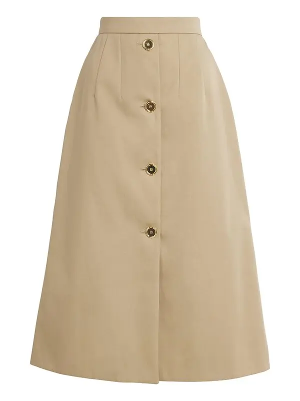 Patou Organic Cotton A-line Midi Skirt - Beige