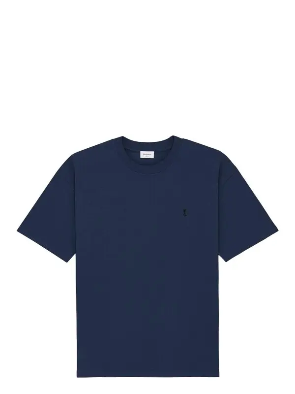 Saint Laurent Cotton-blend Cassandre T-shirt - Blue
