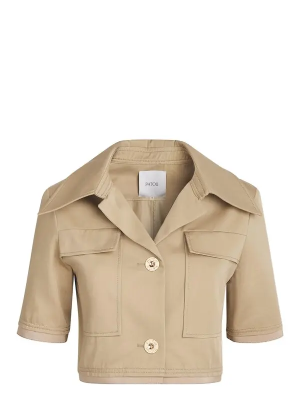 Patou Organic Cotton Gabardine Cropped Jacket - Beige