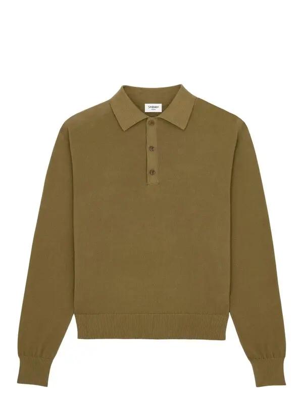 Saint Laurent Cotton Polo Sweater - Brown