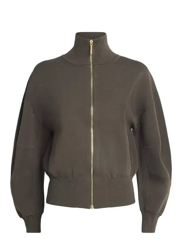 JOSEPH Milano Knit Sable Bomber Jacket - Green