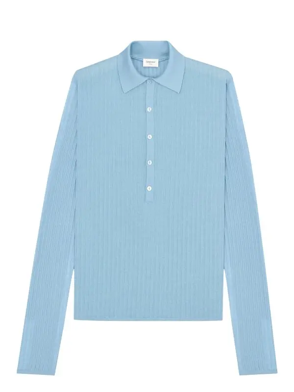 Saint Laurent Cashmere-wool-silk Polo Shirt - Blue