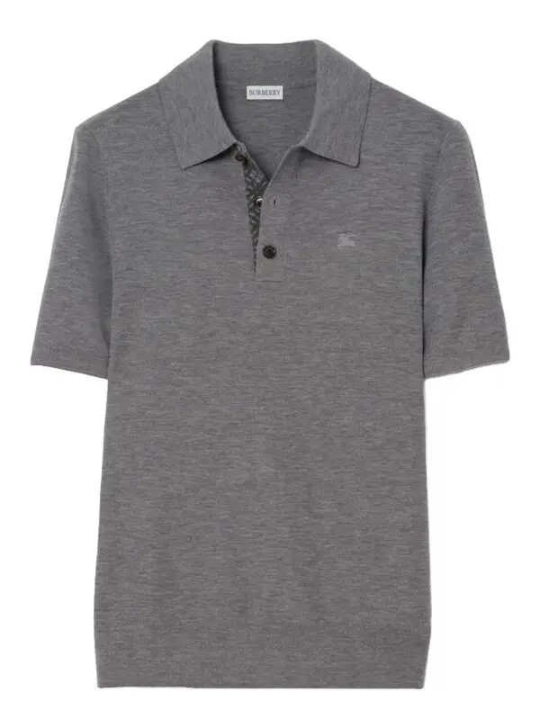 Burberry Cashmere Polo Shirt - Mid Grey Melange