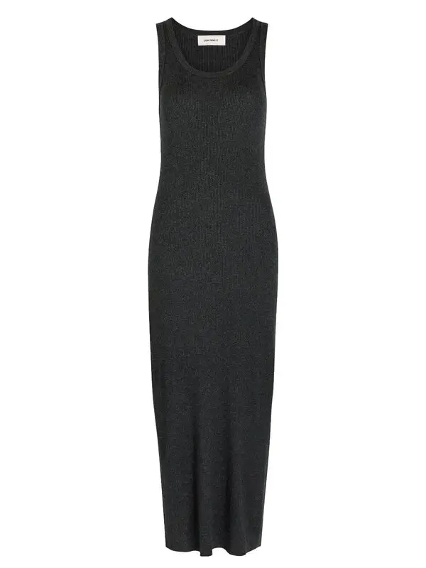 LISA YANG Ribbed Cotton And Cashmere-blend Midi Dress - Grey