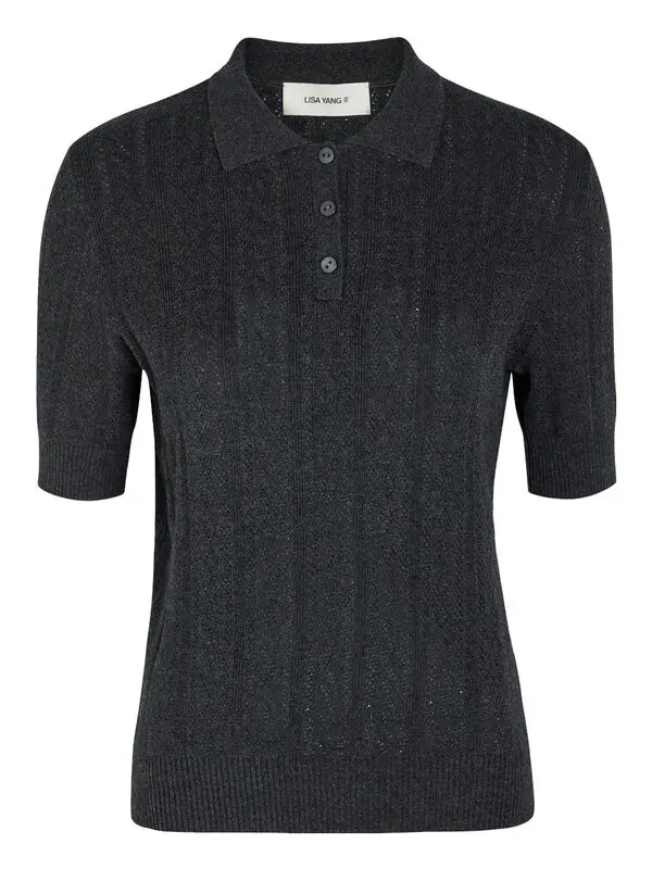 LISA YANG Christine Pointelle Cotton And Cashmere-blend Top - Grey