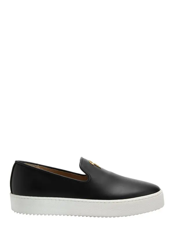 GIUSEPPE ZANOTTI Leather Slip-on With Metal Detail - Black