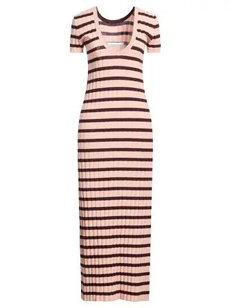ROBERTO COLLINA Maxi Striped Intarsia-knit Dress - Salmon Pink