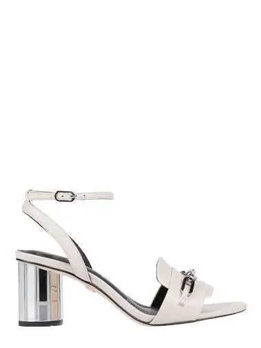 Lola Cruz Leather Sandals With Metal Applications - White