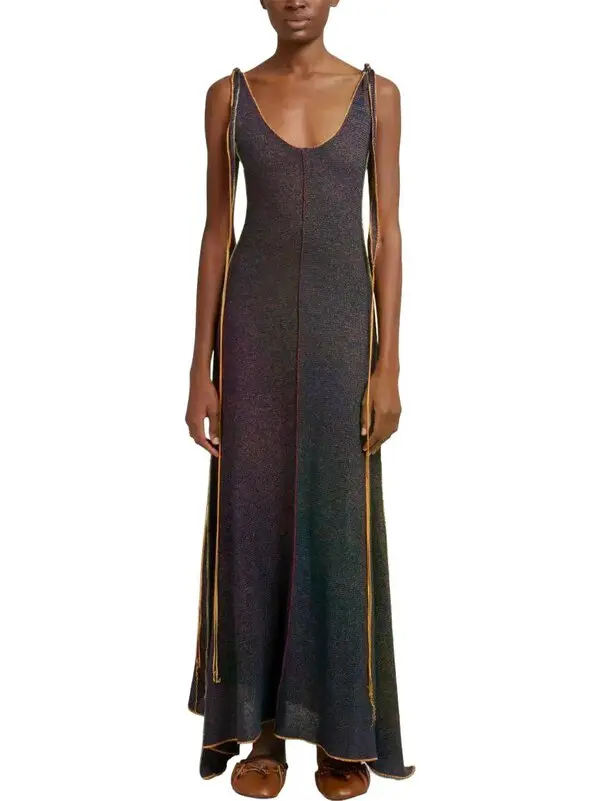 Marni Sleeveless Tie-strap Knitted Maxi Dress - Blue