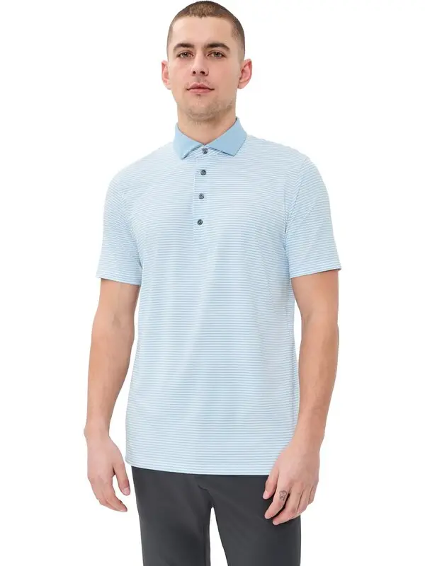 Greyson Aurora Striped Polo - Wolf Blue/arctic