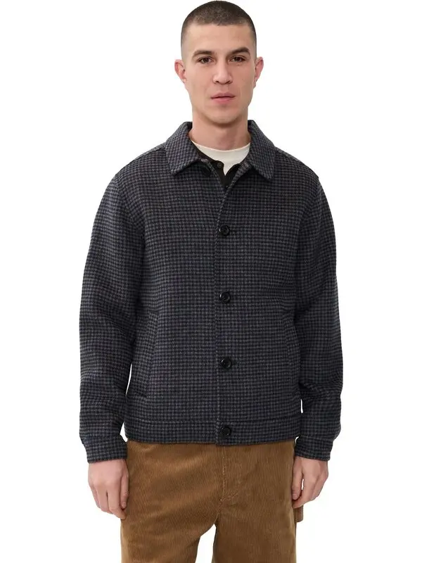 Marine Layer Luca Wool Jacket - Navy/taupe Houndsooth