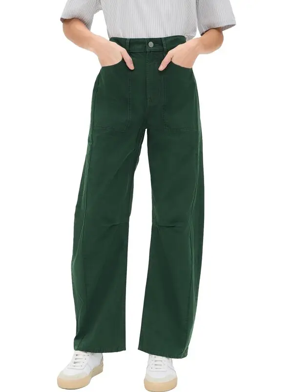 Veronica Beard Sloan Barrel Leg Jeans - Dark Hunter Green