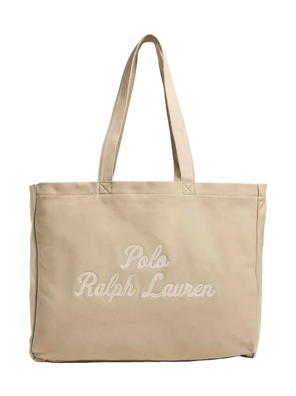 Polo Ralph Lauren Canvas Tote With Embroidery - Tan