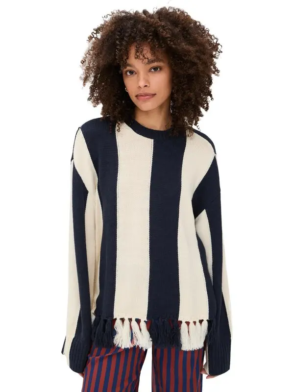SIMONMILLER Faye Tassel Sweater - Navy/cream