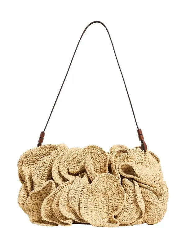 Farm Rio Flower Raffia Shoulder Bag - Natural L0080