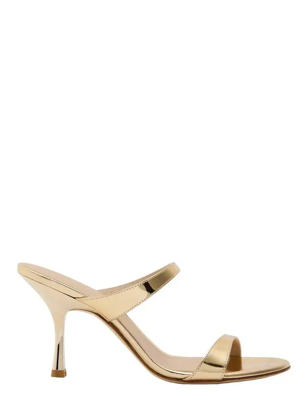 STUART WEITZMAN Nudist 85 Metallic Leather Mules - Gold
