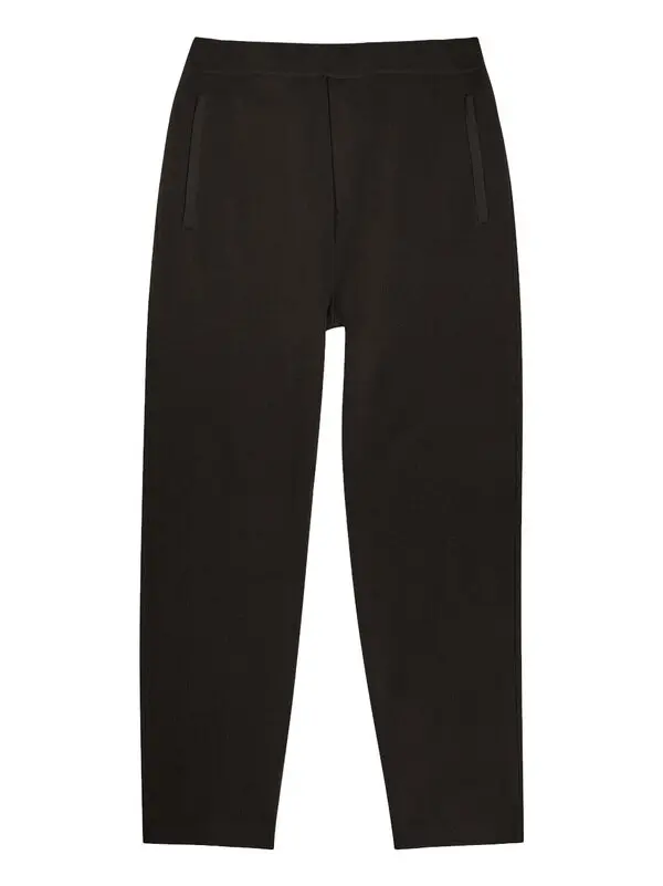 Emporio Armani Tapered Fine-knit Sweatpants - Dark Grey