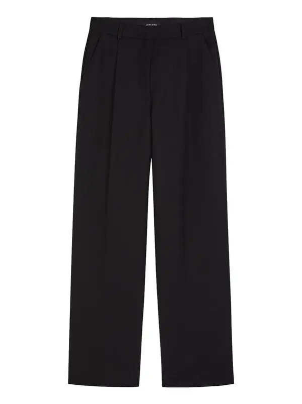 ANINE BING Trent Straight-leg Canvas Trousers - Black