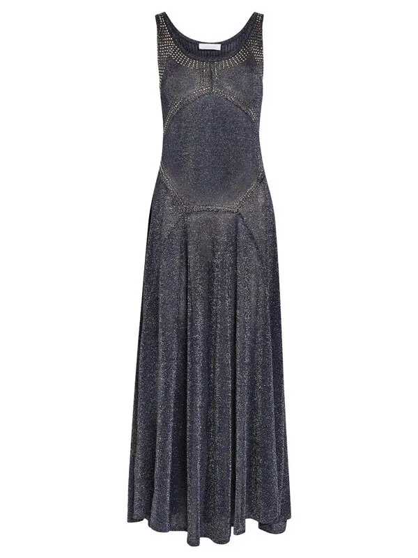 Rabanne Embellished Metallic-knit Midi Dress - Navy