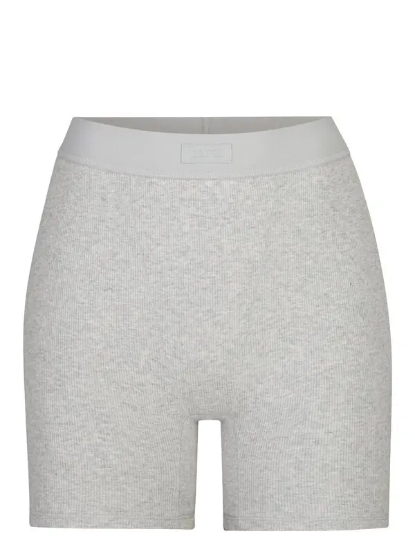SKIMS Cotton Rib Boxer Shorts - Light Grey