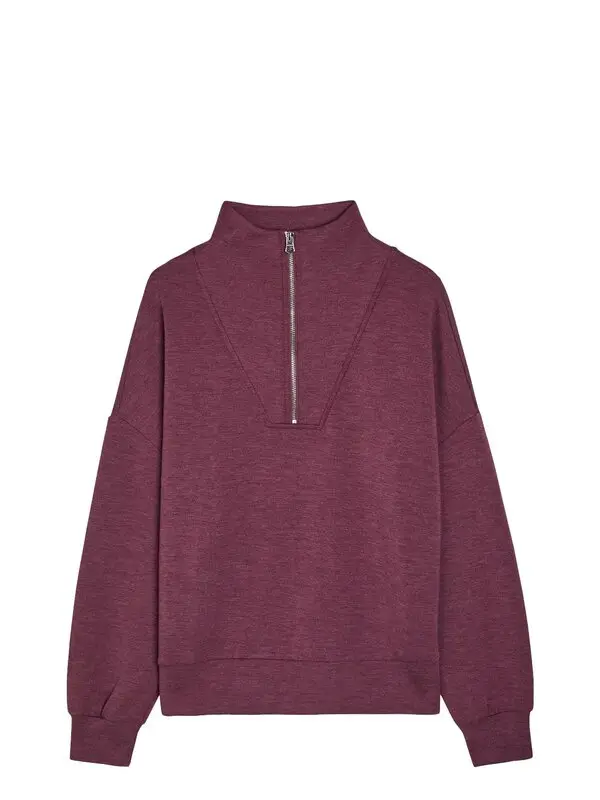 Varley Hawley Half-zip Stretch-jersey Sweatshirt - Burgundy