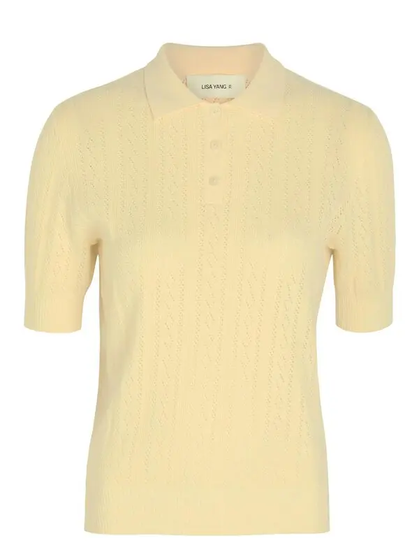 LISA YANG Christine Pointelle Cotton And Cashmere-blend Top - Yellow