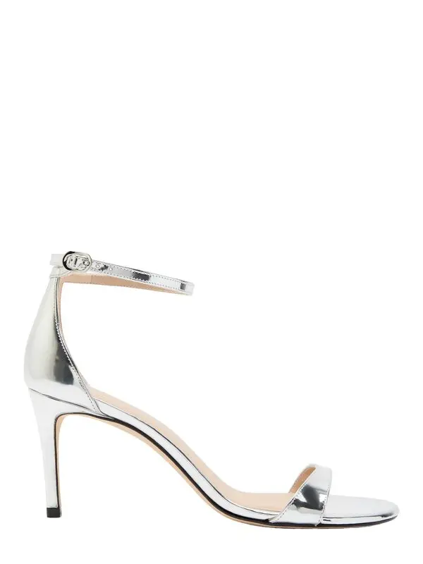 STUART WEITZMAN Nudist Ii 75 Metallic Leather Sandals - Silver