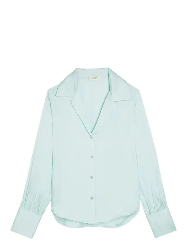 ANINE BING Silk-blend Button-down Shirt - Light Blue