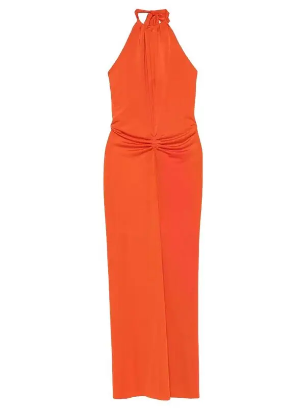 Raquel Diniz Halter Gathered Dress - Orange