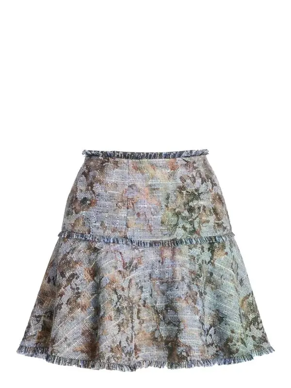 Cinq À Sept Printed Tweed Mini Skirt - Blue