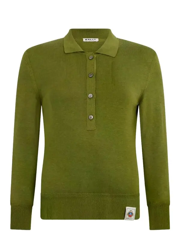 Bally Buttoned Logo-detail Polo Top - Green