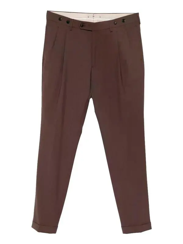BERWICH Pleated Cuffed Trousers - Brown