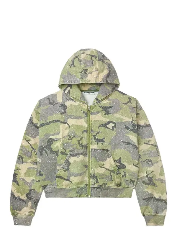 VALE Crystal-embellished Camouflage Jacket - Green