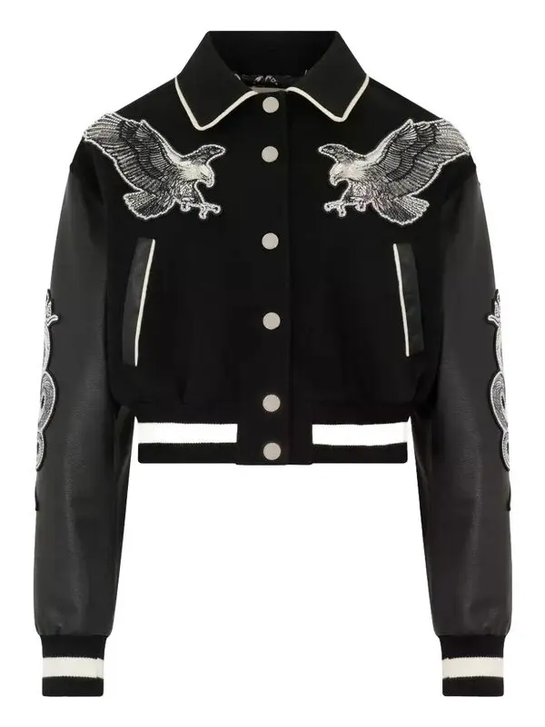 Philipp Plein Varsity Tattoo Strass Jacket - Black