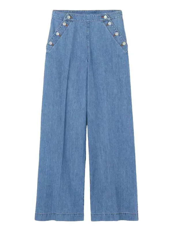 Claudie Pierlot Buttoned Wide-leg Jeans - Blue