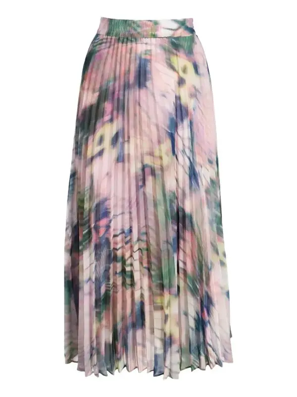 BOSS Printed Pleated Midi Skirt - Pink